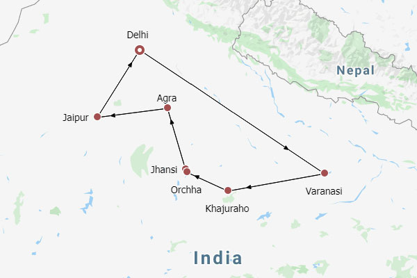 9 Days India Itinerary of Delhi, Varanasi, Khajuraho, Orchha, Jhansi ...