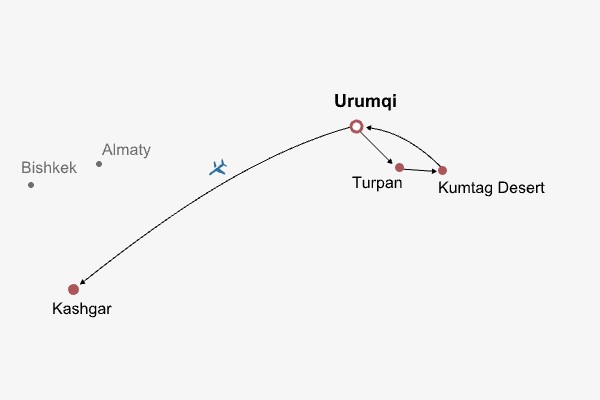 7 Days Private Tour of Urumqi, Turpan, Kumtag Desert, Kashgar